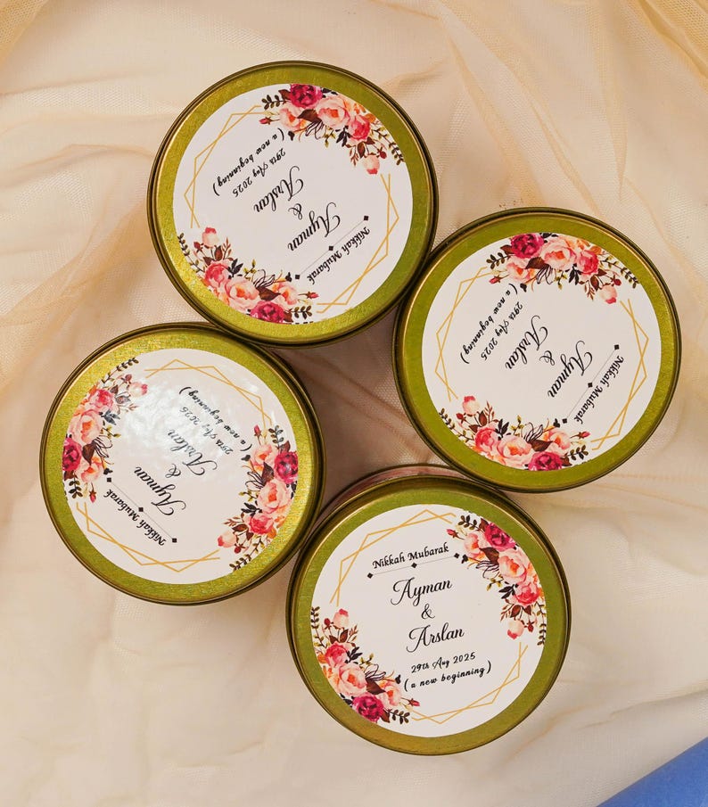 Luxury Personalized Nikah Favor Jars Custom Floral Wedding Return Gifts ...
