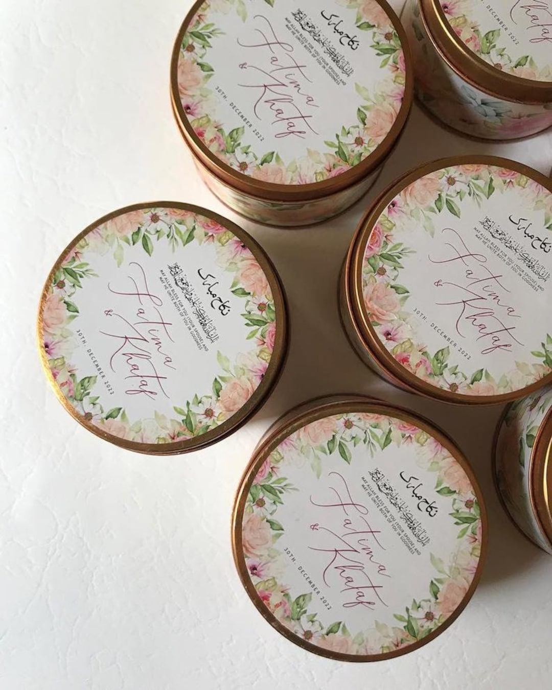 Custom Floral Tin Favors With Names & Date Personalized Wedding, Bridal ...