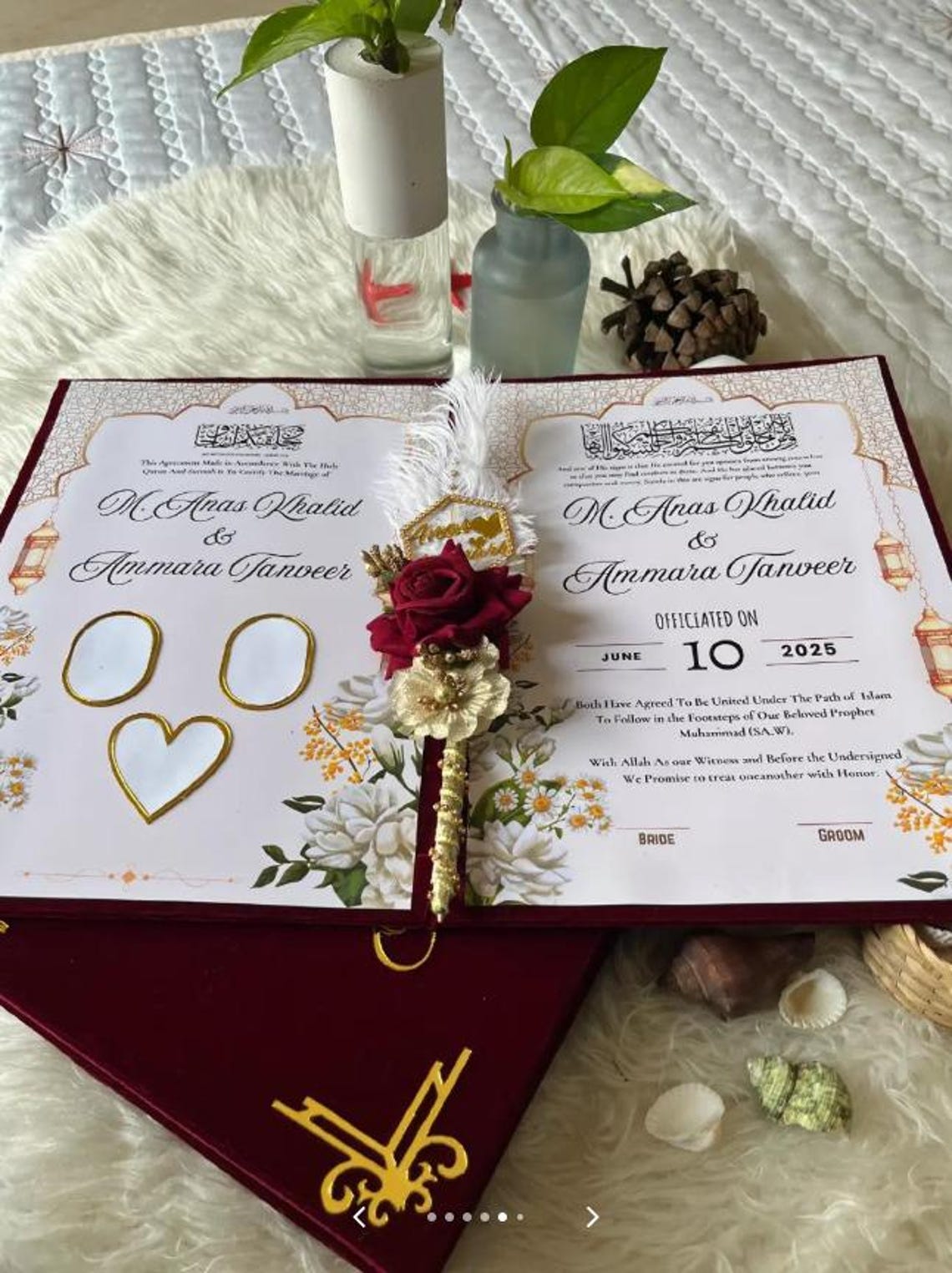 Personalized Nikah Nama, Islamic Marriage Certificate, Muslim Wedding ...