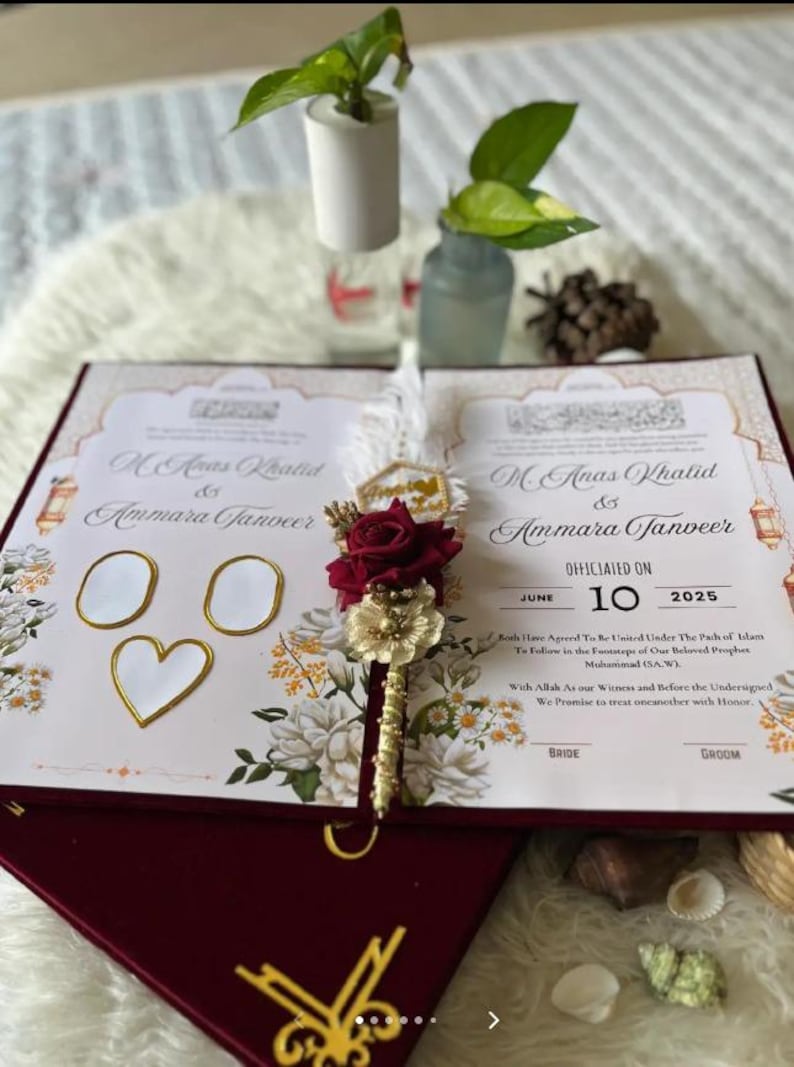 Personalized Nikah Nama, Islamic Marriage Certificate, Muslim Wedding ...