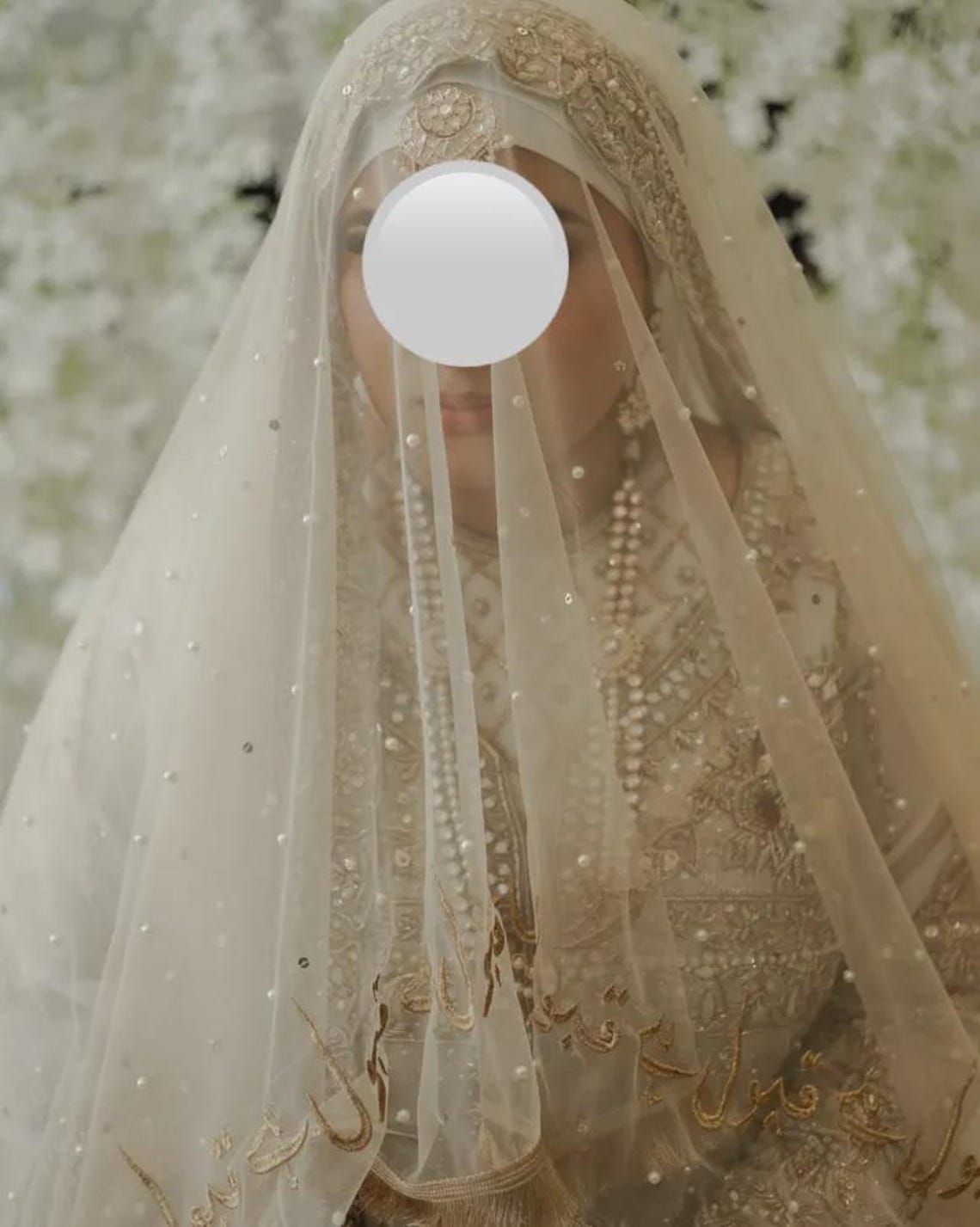 Handmade Bridal Dupatta – Gold Embroidered Veil for Wedding ...