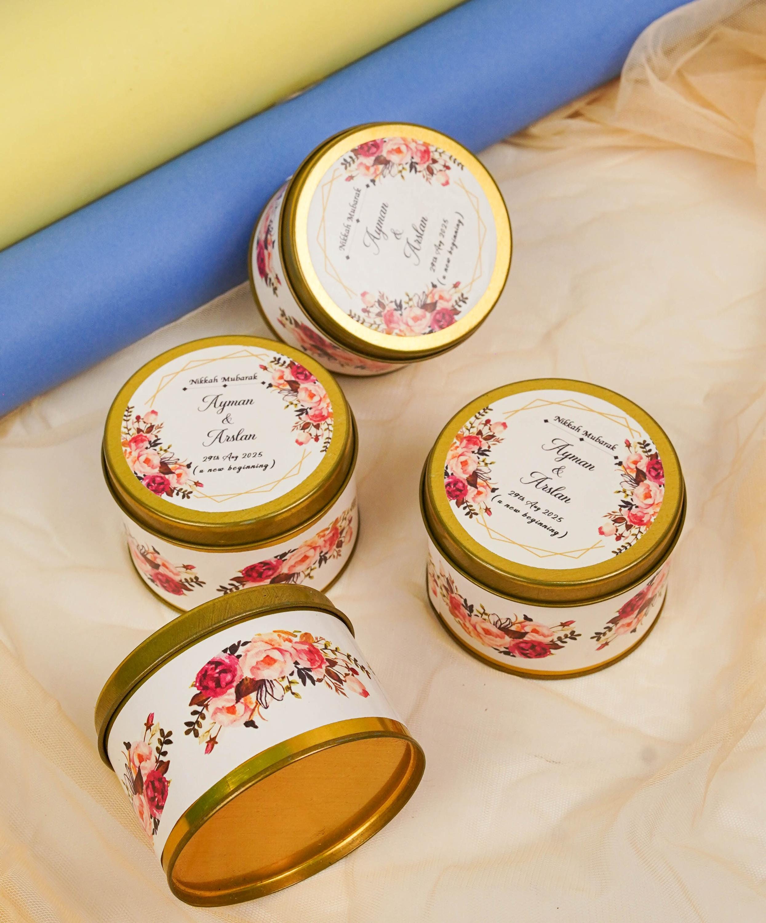 Luxury Personalized Nikah Favor Jars Custom Floral Wedding Return Gifts ...