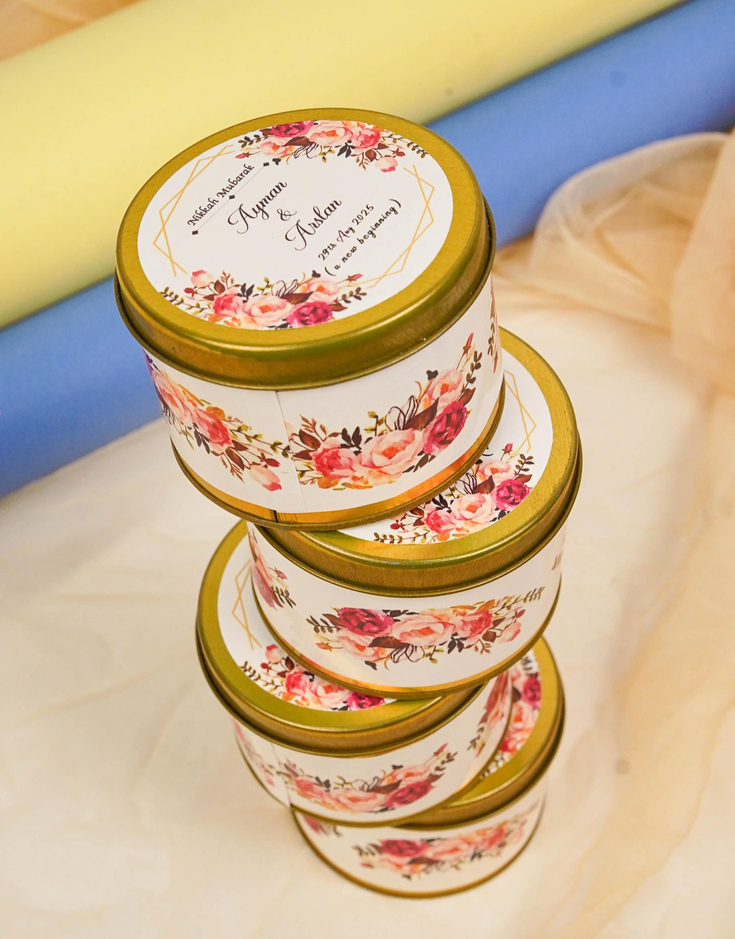 Luxury Personalized Nikah Favor Jars Custom Floral Wedding Return Gifts ...