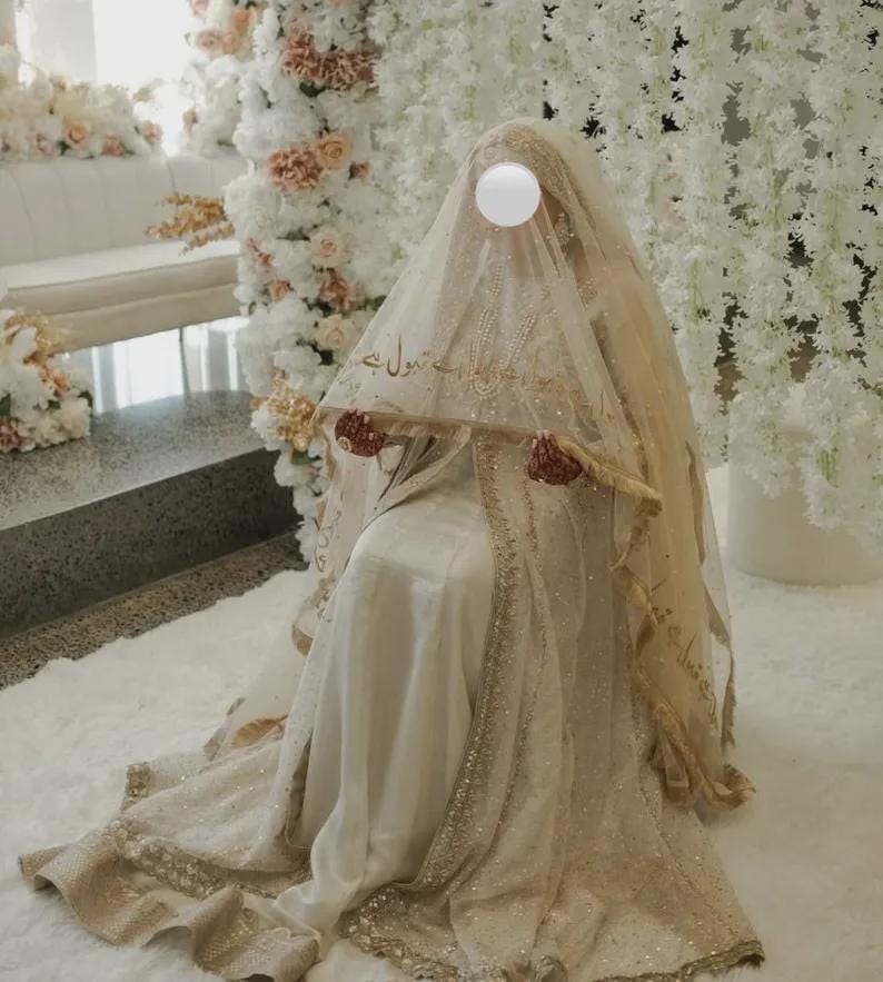 Handmade Bridal Dupatta – Gold Embroidered Veil for Wedding ...