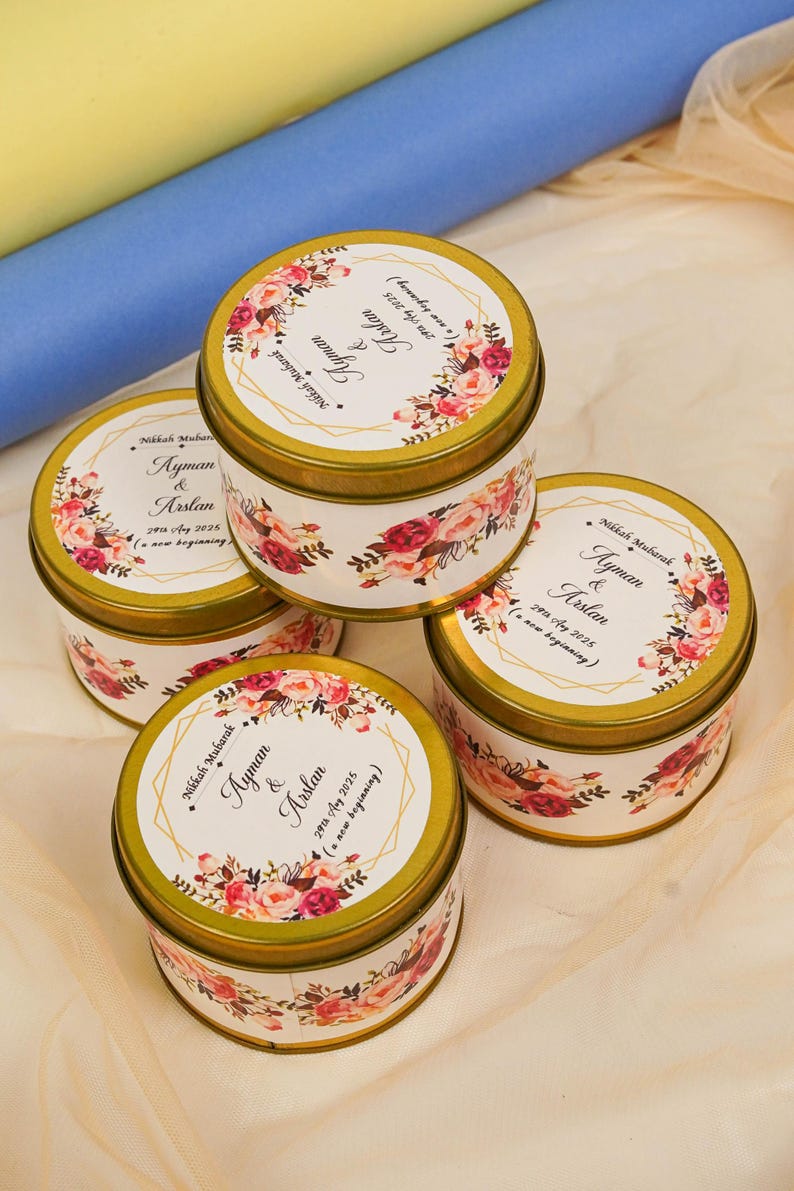 Luxury Personalized Nikah Favor Jars Custom Floral Wedding Return Gifts ...