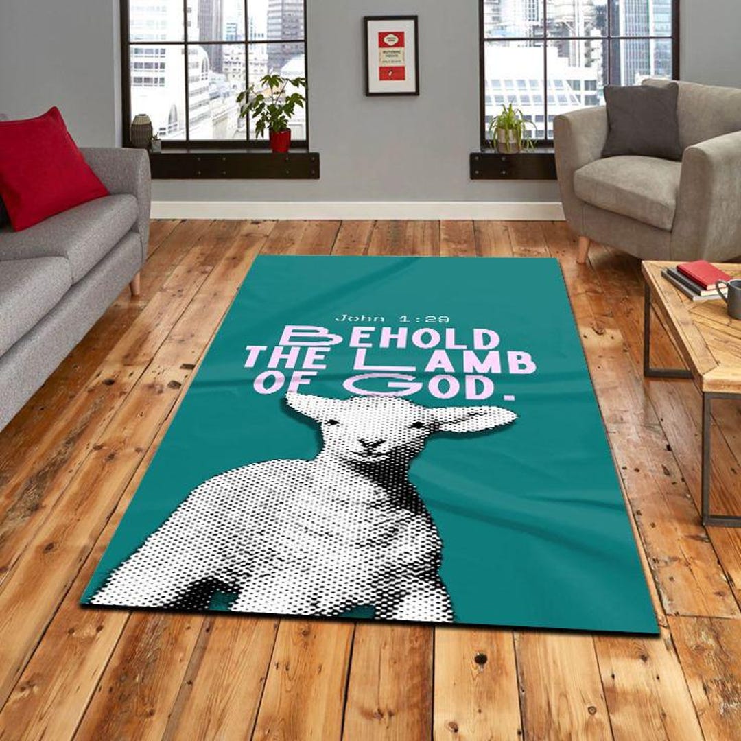 Behold the Lamb of God Rug – John 1:29 Christian Scripture Carpet ...