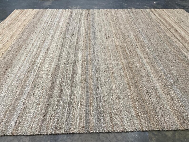 Jute Rug Handwoven, Natural Beige Textured Flatweave, Eco Friendly ...