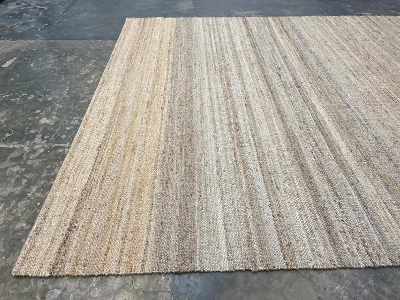 Jute Rug Handwoven, Natural Beige Textured Flatweave, Eco Friendly ...