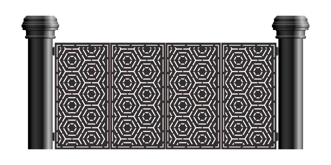 Hexagon DXF Gate | Geometric Fence Panel | Laser Cut Gate Design ...
