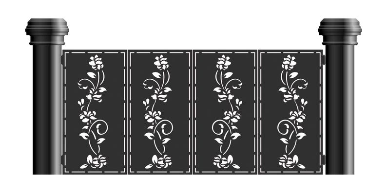 Floral Vine Panel DXF | Rose Border Screen | CNC Cut File for Privacy ...