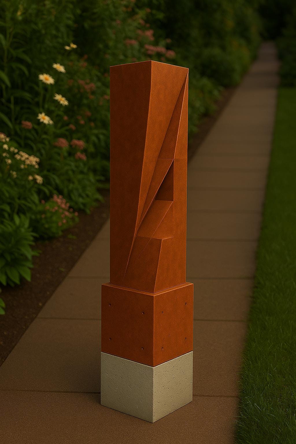 Rust Patina Column Sculpture | Modern Outdoor Art | Abstract Metal ...