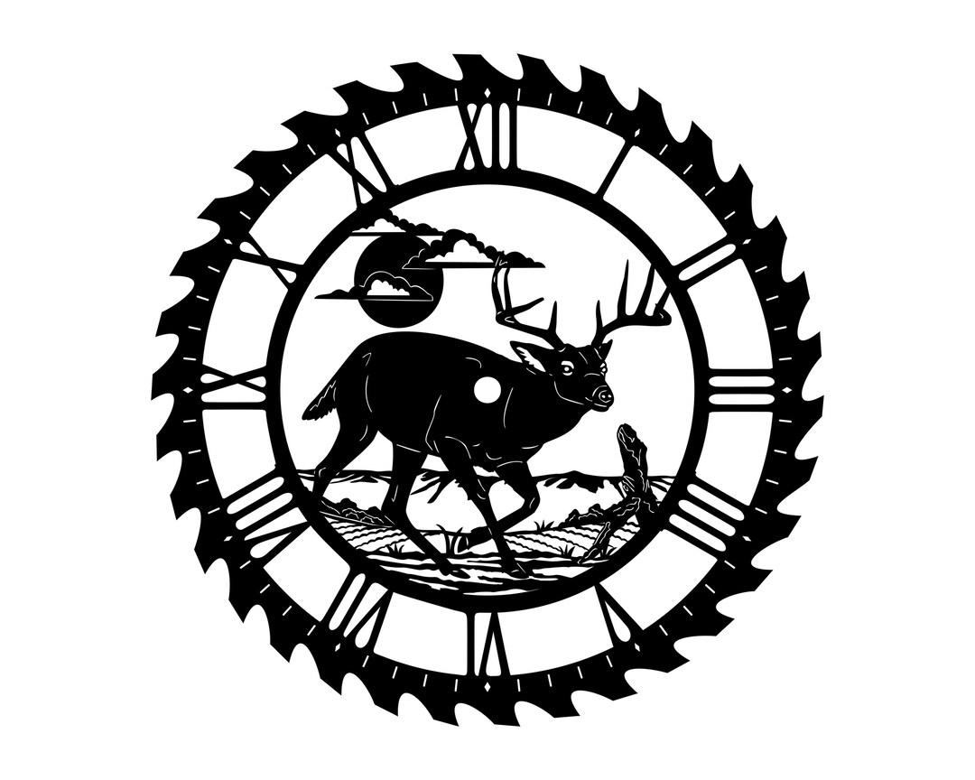 Buck Deer DXF File | Saw Blade Clock | Roman Numerals | Mountain ...