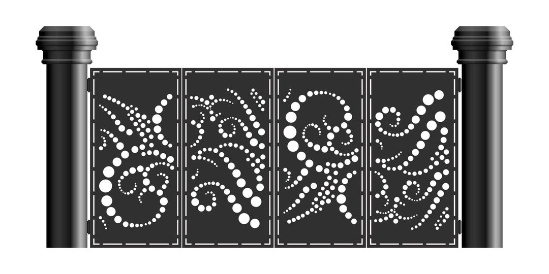 Swirl Dot Panel Gate Design | Modern Abstract Laser Cut Fence Screen ...