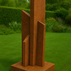 Rust Patina Modern Sculpture | Abstract Outdoor Art | Geometric Garden ...