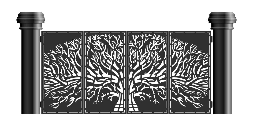 Tree Panel DXF File | Laser Cut Tree Screen | CNC Tree Fence Design ...