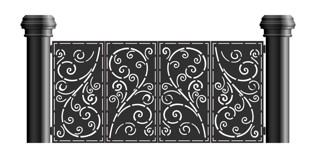 Scroll Fence Panel | Swirl Gate Design | DXF SVG Laser Cut File | Metal ...