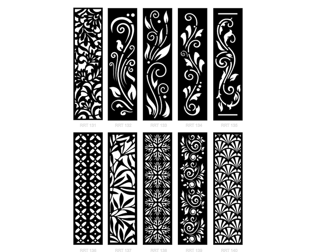 Vertical DXF Panel Files for Laser Cut Screen, CNC Plasma Art - Floral ...