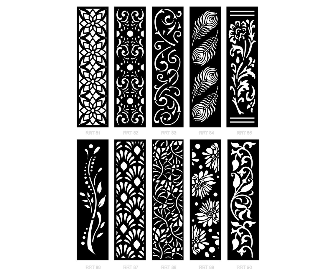 10 Vertical Ornamental DXF Files | Decorative Border Panels for Laser ...