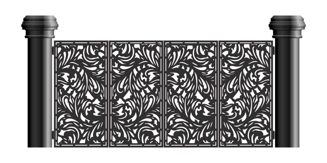 Floral Swirl Gate Panel DXF | Elegant Laser Cut Decorative Fence Screen ...