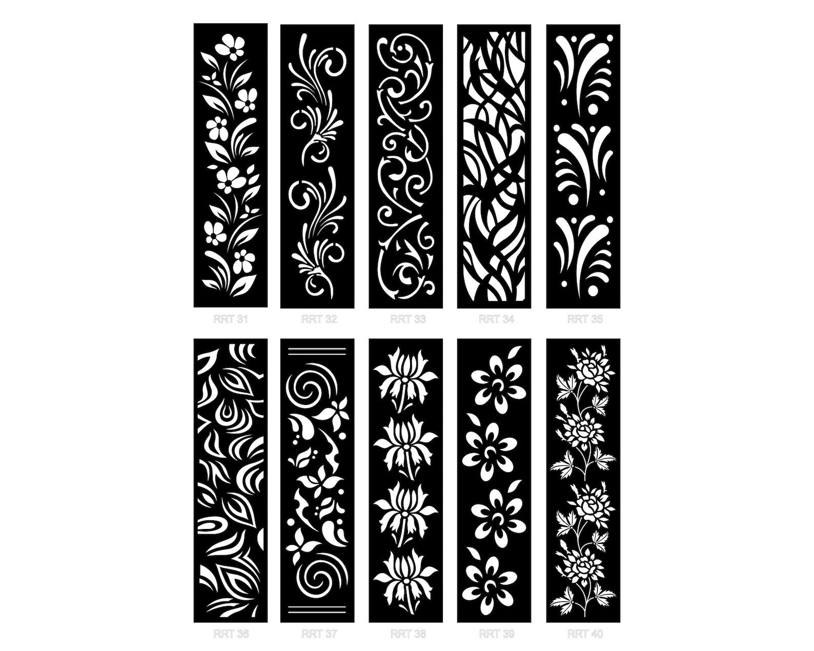 Floral & Swirl Vertical Line DXF Pack | 10 Decorative Panel DXF Files ...
