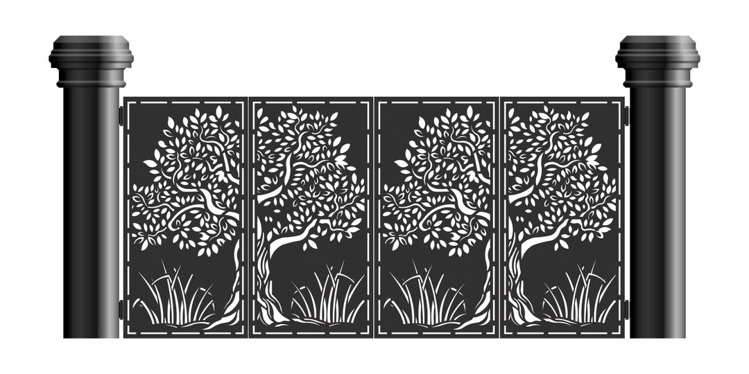 Bushy Tree Panel DXF | Grass Landscape Laser Cut Design | Tree Privacy ...