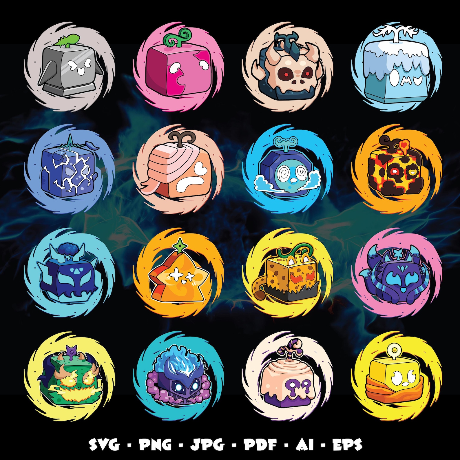 128 Roblox Blox Fruits SVG Bundle (digital Download) - Gaming Clipart ...