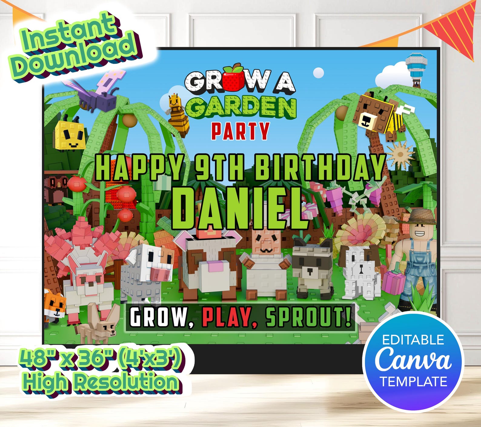 Roblox Grow a Garden Party Banner | Grow a Garden Theme Backdrop | 4' X ...