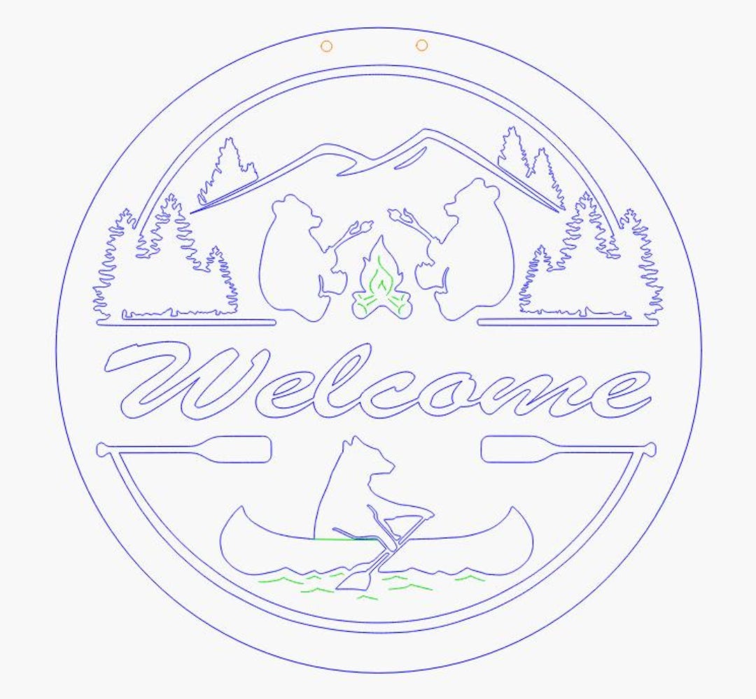 Bear Canoe Campfire Welcome Sign Cabin Home Decor Wall Art Digital Cut ...