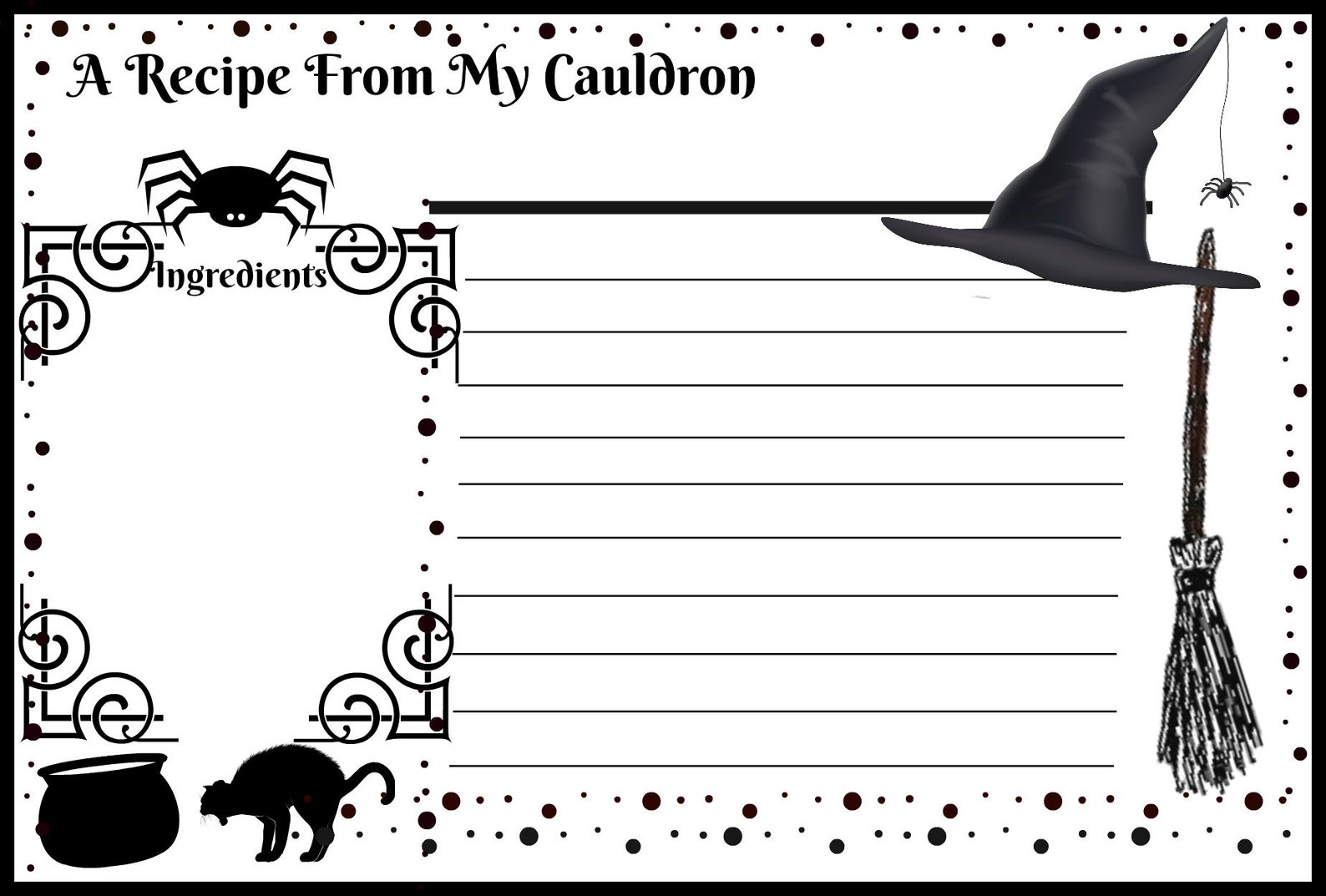 Printable Cauldron Recipe Cards - Etsy