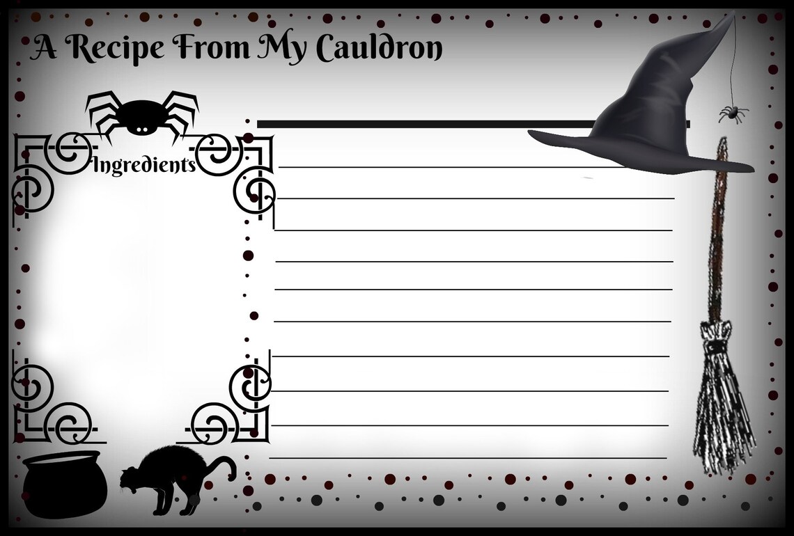 Printable Cauldron Recipe Cards - Etsy