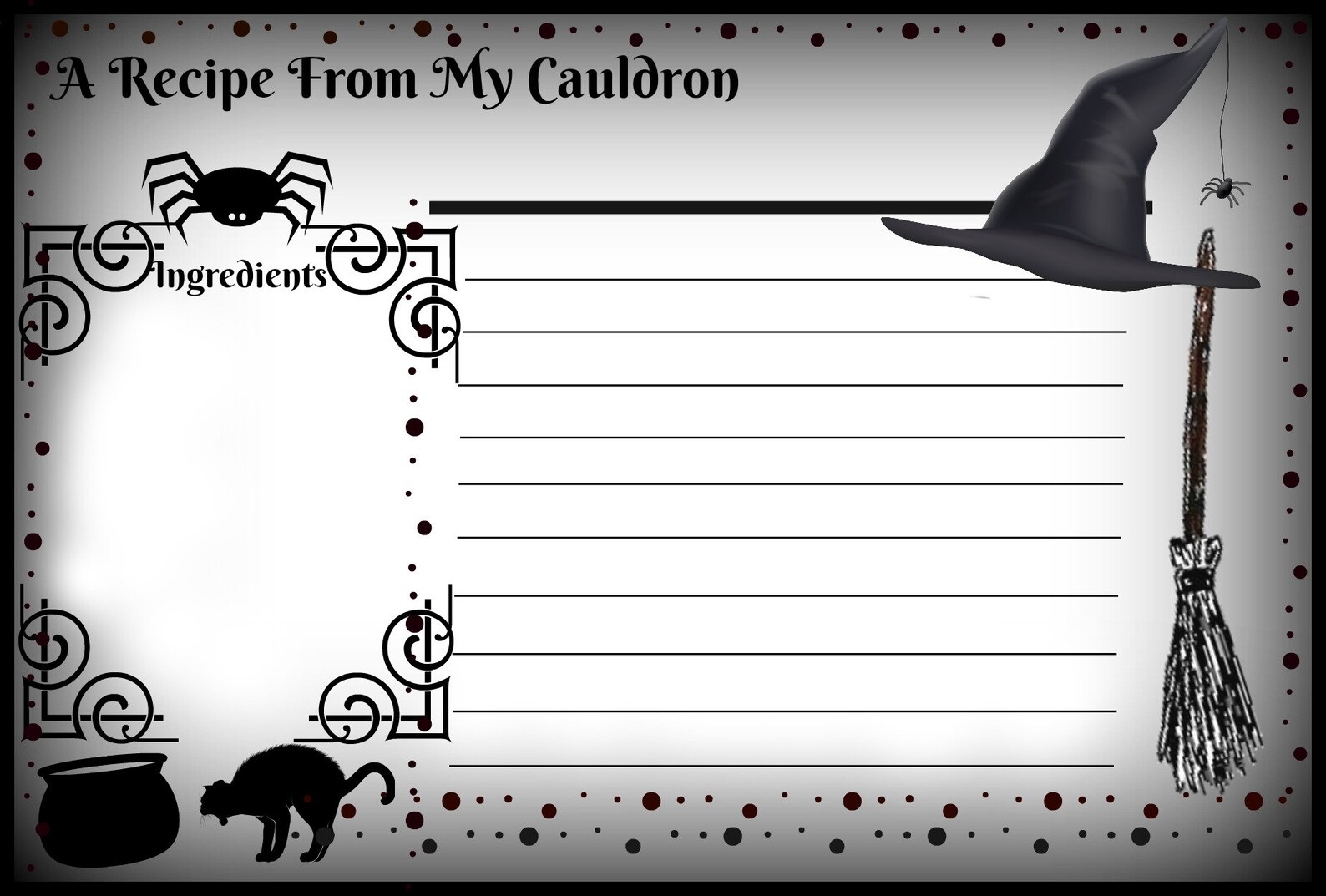 Printable Cauldron Recipe Cards | Etsy