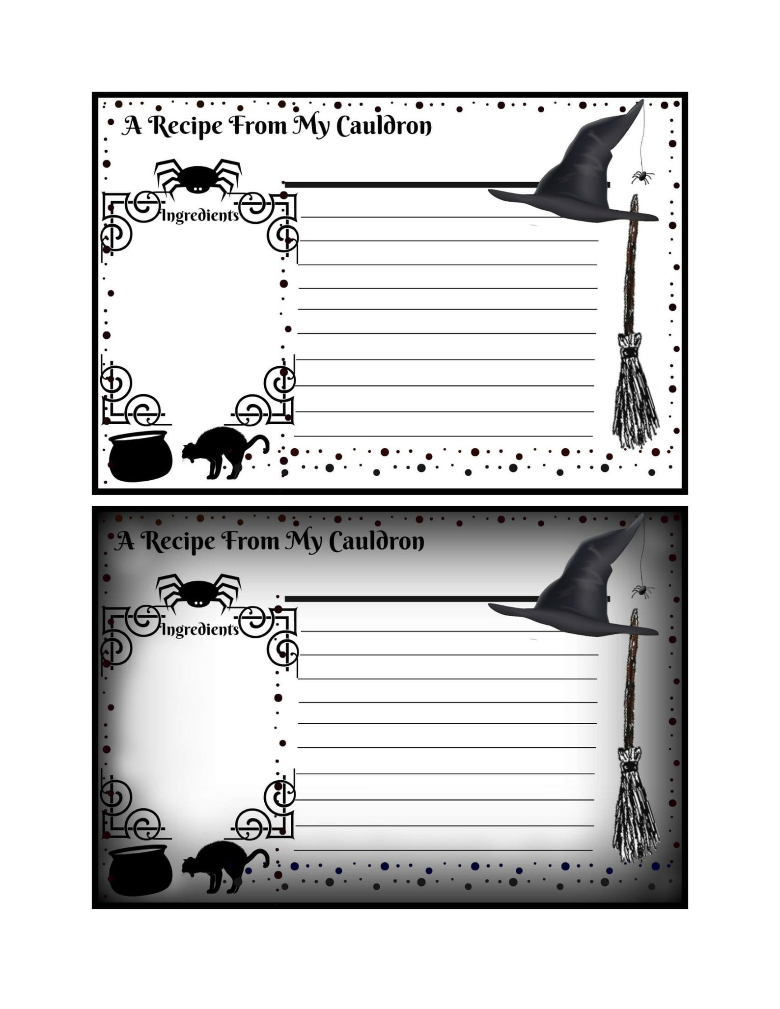 Printable Cauldron Recipe Cards - Etsy