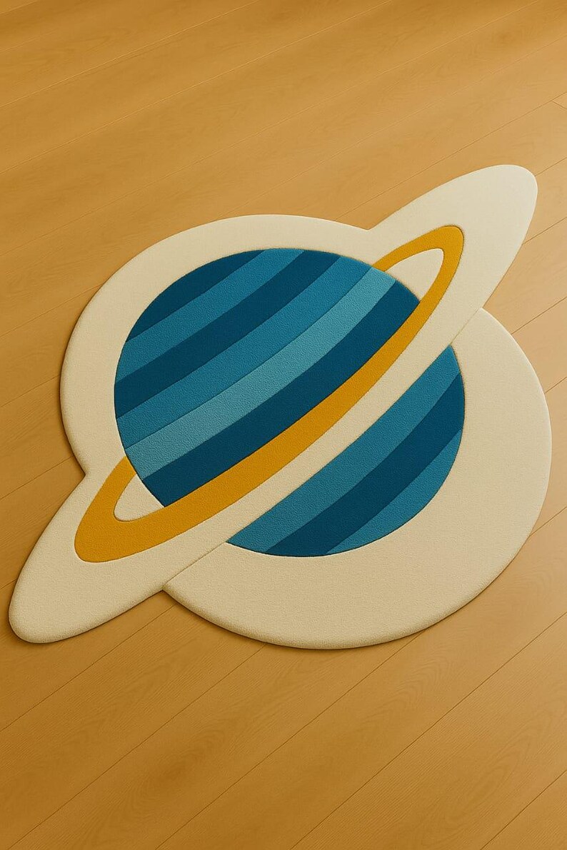 Planet Shaped Hand-tufted Rug – Space Theme Kids Room Rug | Custom ...