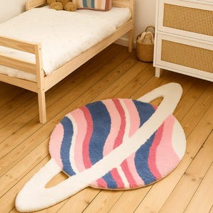 Planet Shaped Hand-tufted Rug – Space Theme Kids Room Rug | Custom ...