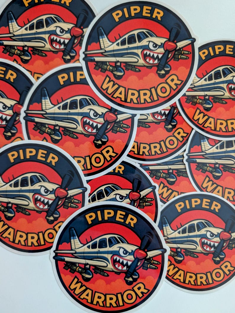 Piper Warrior Sticker | Glossy Vinyl | Pilot Gift | Shark-tooth Warbird ...