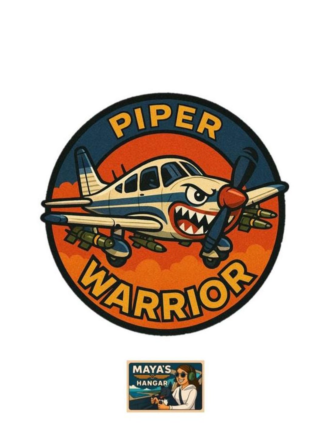 Piper Warrior Sticker | Glossy Vinyl | Pilot Gift | Shark-tooth Warbird ...
