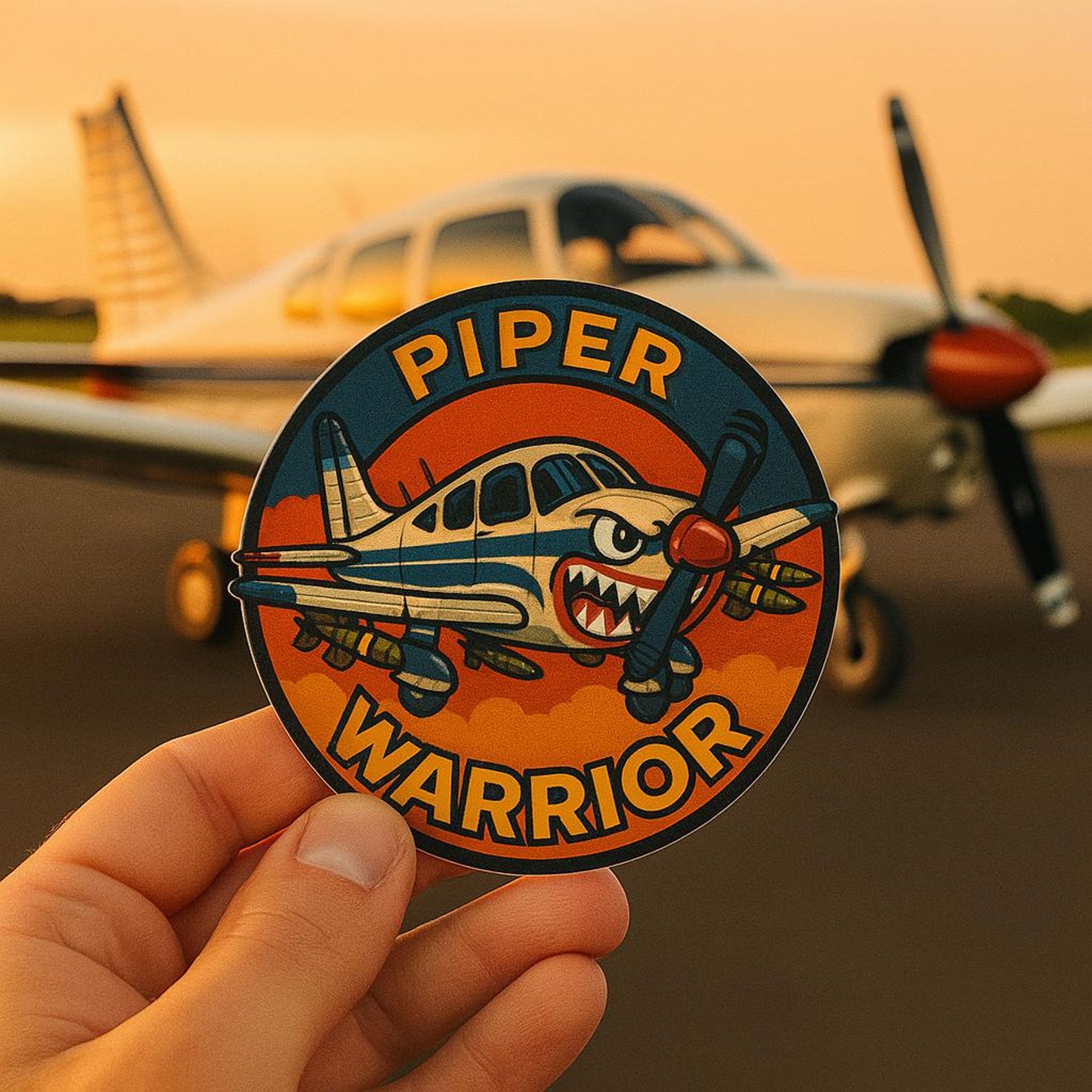 Piper Warrior Sticker | Glossy Vinyl | Pilot Gift | Shark-tooth Warbird ...