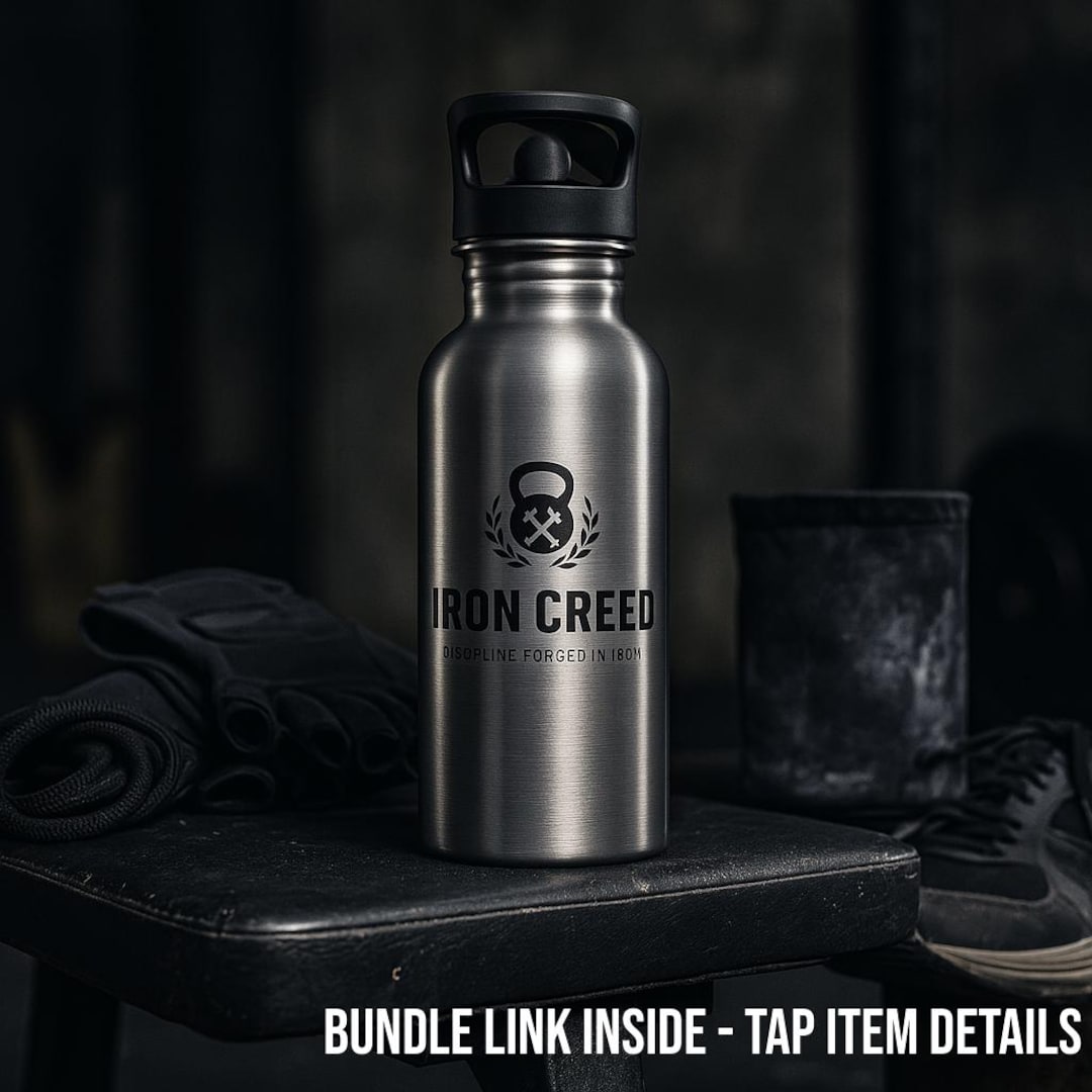 IRON CREED Stainless Steel Water Bottle - Black Logo | Gym Bottle for ...