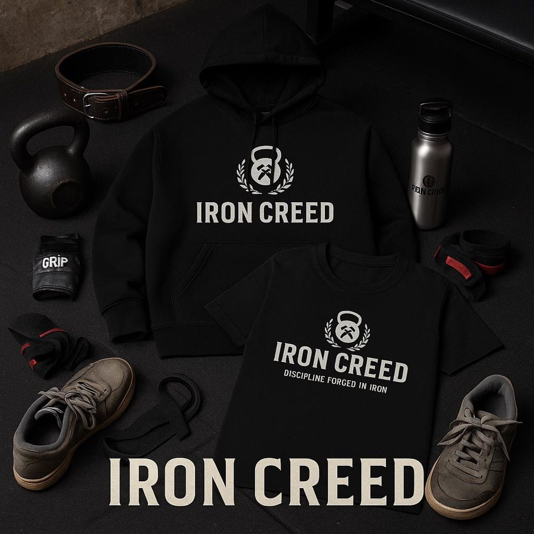 Iron Creed Gym Bundle - Black Tee, Hoodie & Water Bottle Set | Strength ...