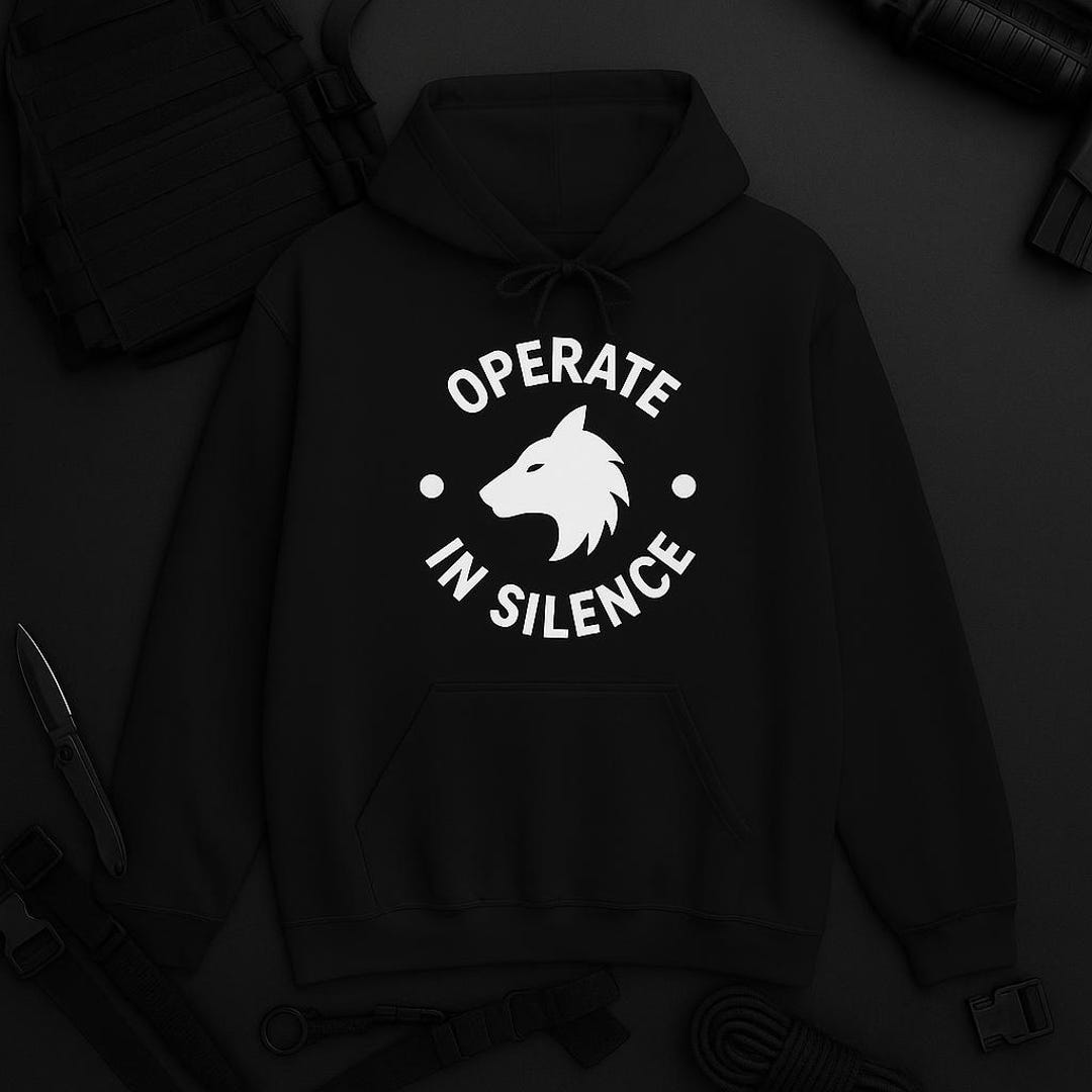 Shadow Protocol Hoodie - Operate in Silence | White Wolf Logo ...
