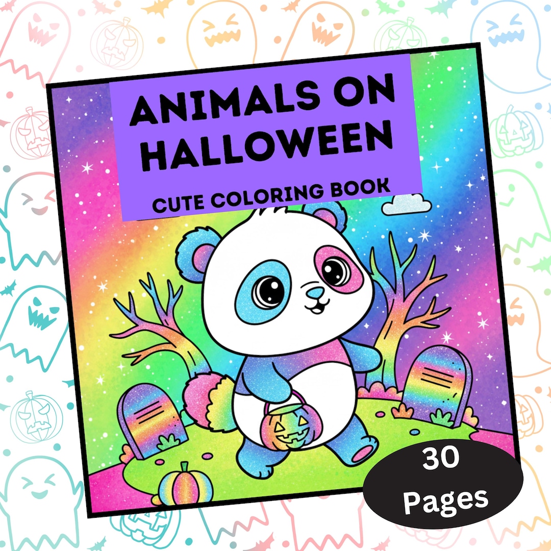 Cute Animals Halloween Coloring Pages | Panda Unicorn Rainbow Dolphin ...