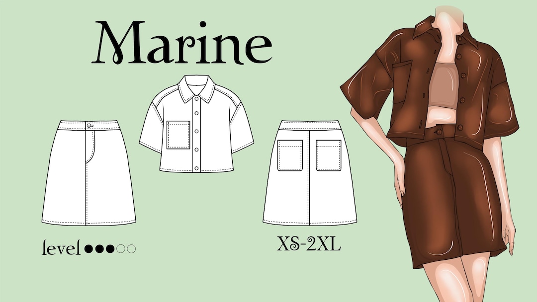 Shirt & Skirt Sewing Patterns | Suit Set Sewing Pattern | Skirt Pattern ...