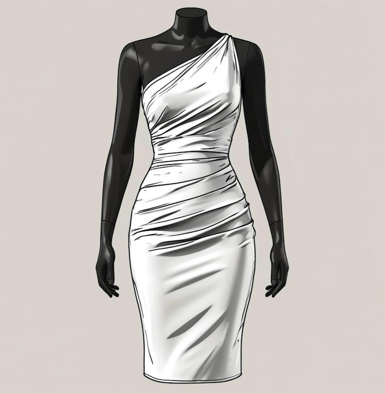 Dress Sewing Pattern One Shoulder Dress Pattern / Cocktail Dress ...