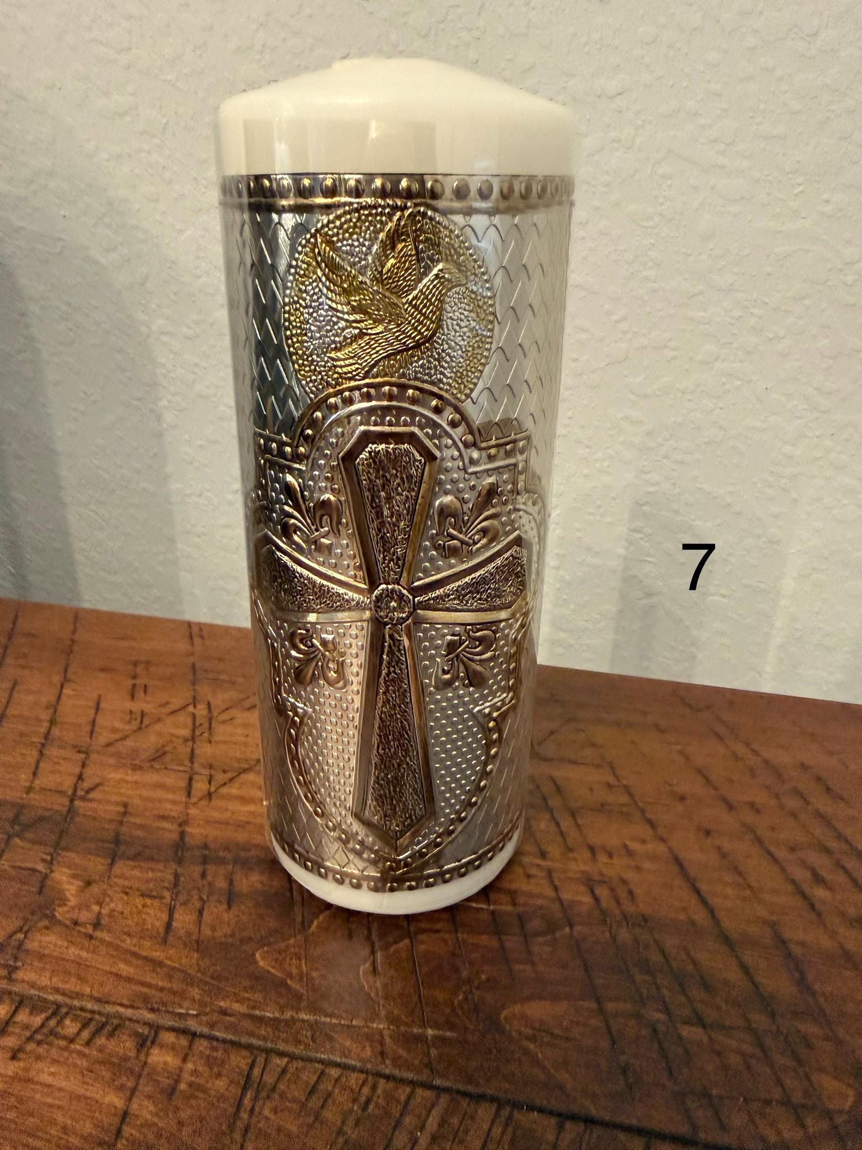 Catholic Wedding Candle Set – Decorated White Candles With Gold ...