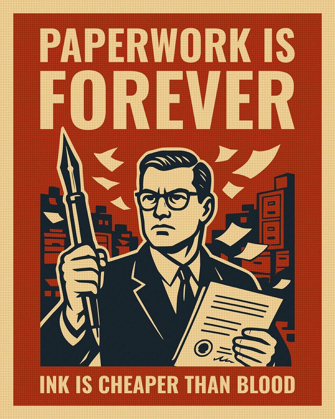 Retro Office Poster, Funny Work Printable, Bureaucracy Wall Art, Ink Vs ...