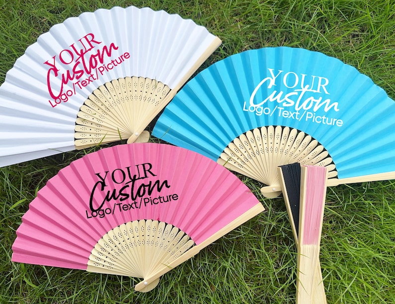 Personalized Folding Fans With Custom Text, Name, Logo, or Picture—bulk ...