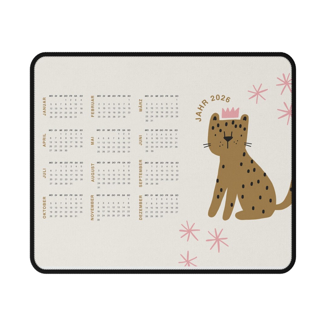 Leopard Calendar Mouse Pad 2026 | Cat Art Desk Accessory - Etsy Australia