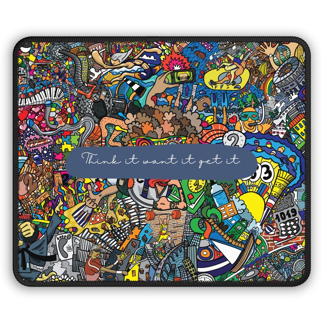 Colorful Doodle Collage Gaming Mouse Pad - Etsy