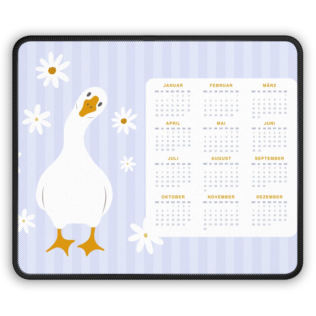 Goose Calendar Gaming Mouse Pad | Cute Daisy Striped Desk Mat - Etsy
