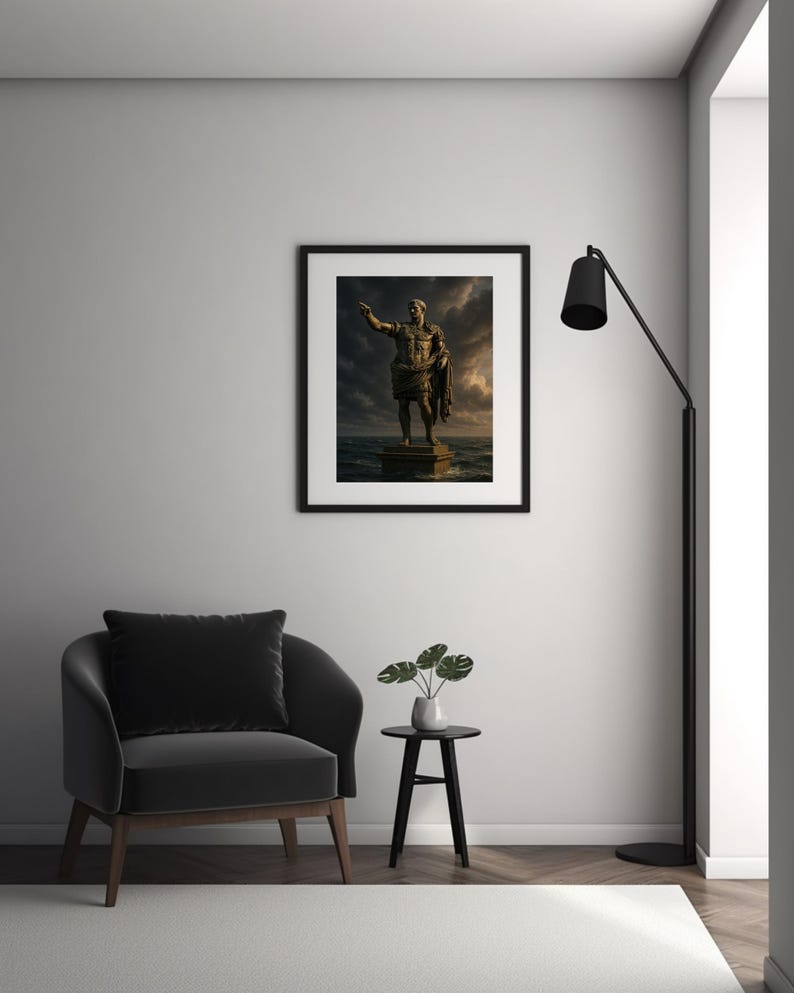 Roman Emperor Statue Poster – Epic Classical Sculpture Wall Art – Dark ...